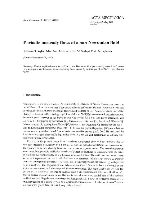 Pdf Periodic Unsteady Flows Of A Non Newtonian Fluid