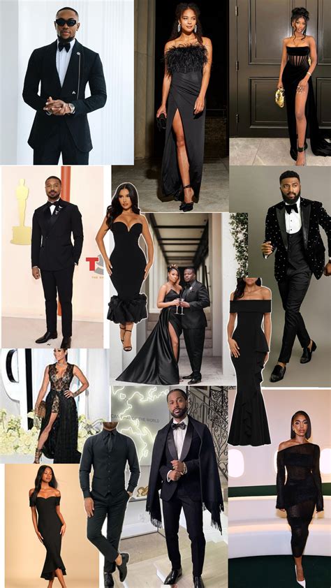 Black Tie Mood Board Formal Black Wedding Attire Dresscode Gala