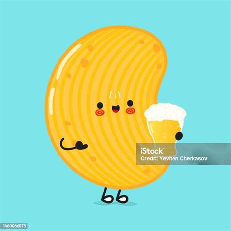 맥주 한 잔과 함께 귀여운 칩 벡터 손으로 그린 낙서 스타일 만화 캐릭터 그림 아이콘 디자인 귀여운 해피 칩이 든 카드 감자 요리에 대한 스톡 벡터 아트 및 기타 이미지