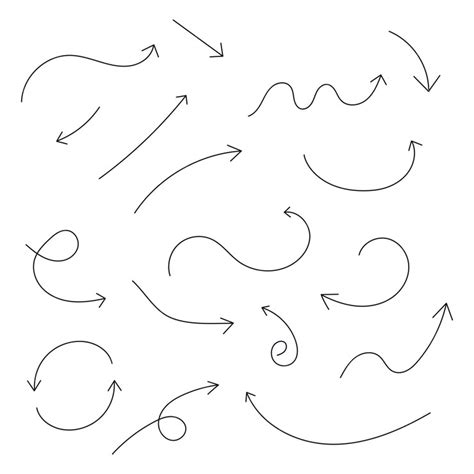 얇은 손으로 그린 화살표 컬렉션 무료 벡터