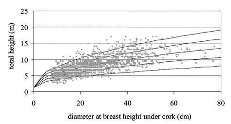 Height Diameter Relationship Assuming A Dominant Diameter Of 40 Cm For Download Scientific