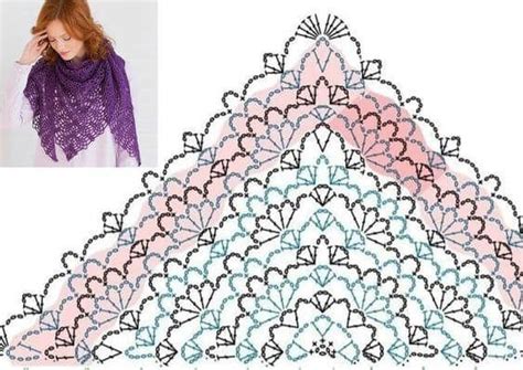 Ажурная шаль крючком 6 моделей и схем Свое рукоделие Crochet Shawl Diagram Crochet Lace