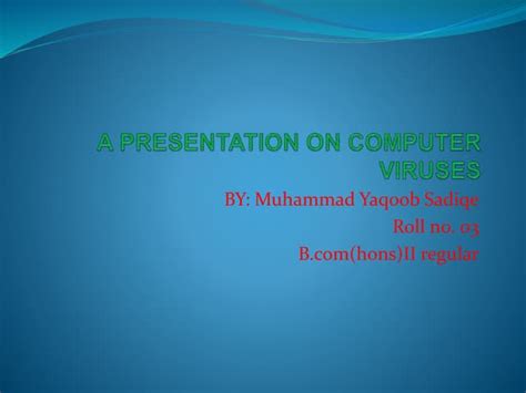 Presentation On Computer Viruses Ppt