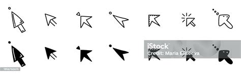 Doodle Click Icon Set Hand Drawn Mouse Cursor Button Digital Arrow Pointer For Website Computer