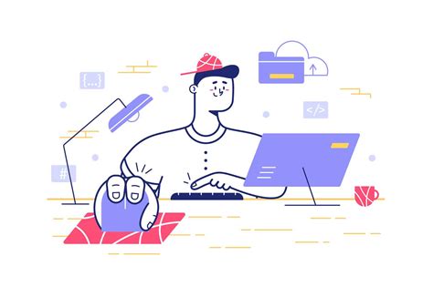 Man Working On Computer Illustration Kit Net