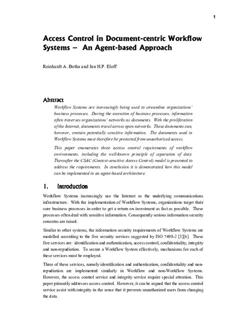 pdf access control in document centric workflow systems an agent