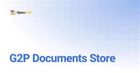 G2p Documents Store Openg2p Docs