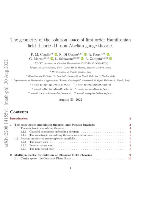 Pdf The Geometry Of The Solution Space Of First Order Hamiltonian Field Theories Ii Non