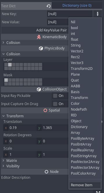 Exported Dictionary Inspector Remove Item Option In New Keyvalue Dropdown Prints Error