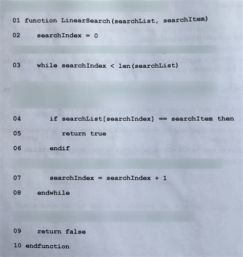 Linear Search Ocr Exam Reference Language Diagram Quizlet