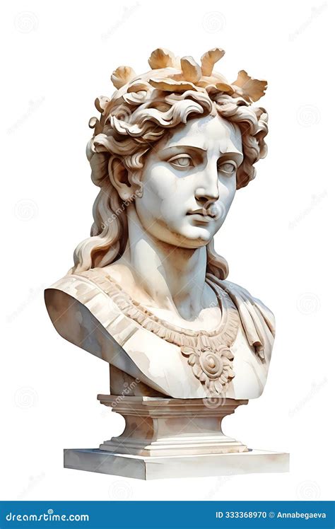 Watercolor Painted Ancient Classical Female Sculpture Bust Isolated On