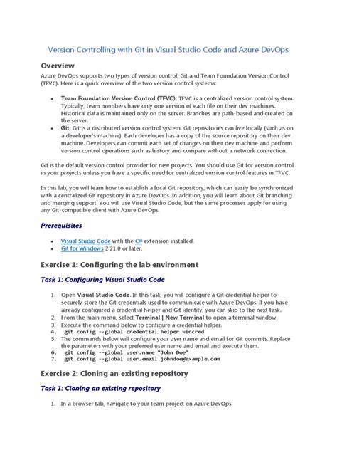 Version Controlling With Git In Visual Studio Code And Azure Devops