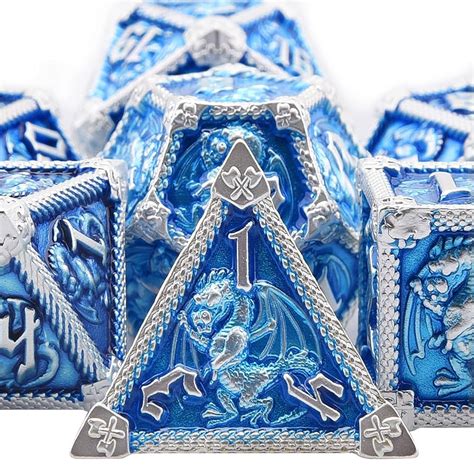 Diy Craft Sticks Metal Dnd Dice Set Hollow Dragon Design Polyhedral