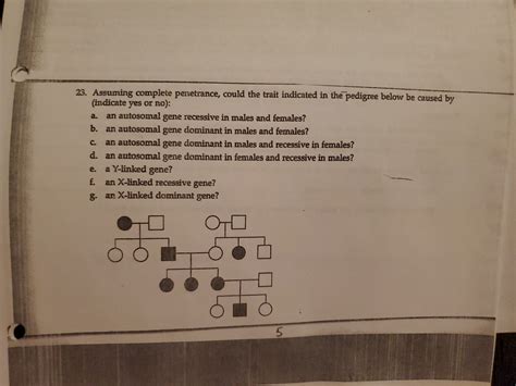 Solved A 23 Assuming Complete Penetrance Could The Trait