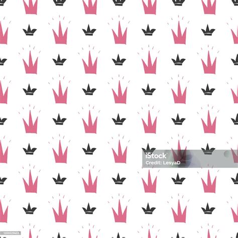 크라운 원활한 패턴 손으로 그린 로얄 낙서 배경 벡터 일러스트 고풍스런에 대한 스톡 벡터 아트 및 기타 이미지 고풍스런 공주 그런지 이미지 기법 Istock