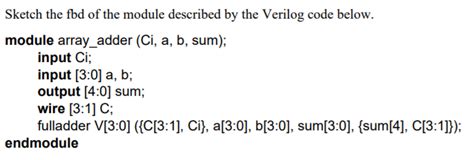 Solved Sketch The Fbd Of The Module Described By The Verilog Chegg