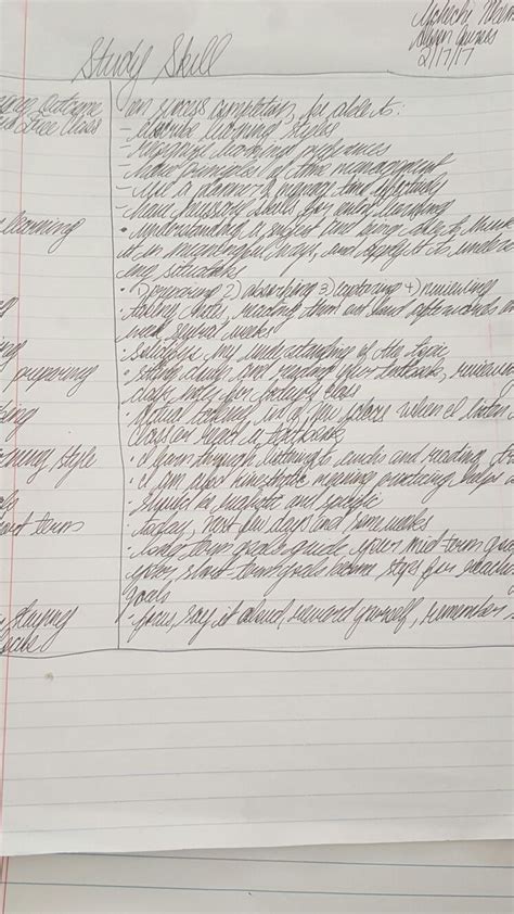 Handwriting Studying Notes Cursive