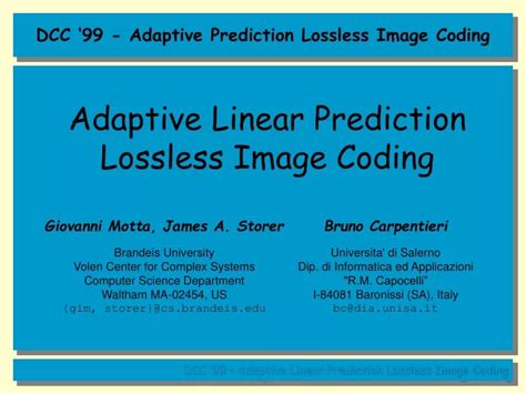Ppt Adaptive Linear Prediction Lossless Image Coding Powerpoint