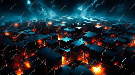 Premium Ai Image Technology 3d Cubes Modern Abstract Background With Floating Dark Cubes In A