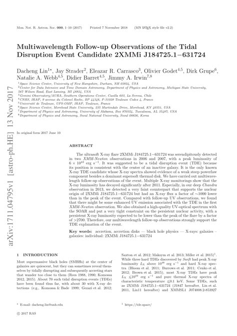 Pdf Multiwavelength Follow Up Observations Of The Tidal Disruption Event Candidate 2xmmi