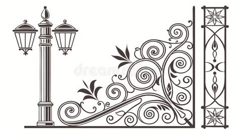 Ornate Street Light Illustration With Scrolling Metalwork Design Vector Generative Ai Stock