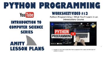 Python Programming Introductory Course Worksheet Video Series 13