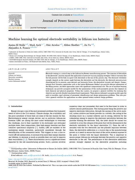 Machine Learning For Optimal Electrode Wettability In Lithium Ion Batteries Download Free Pdf