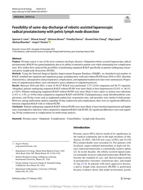 Feasibility Of Same Day Discharge Of Robotic Assisted Laparoscopic