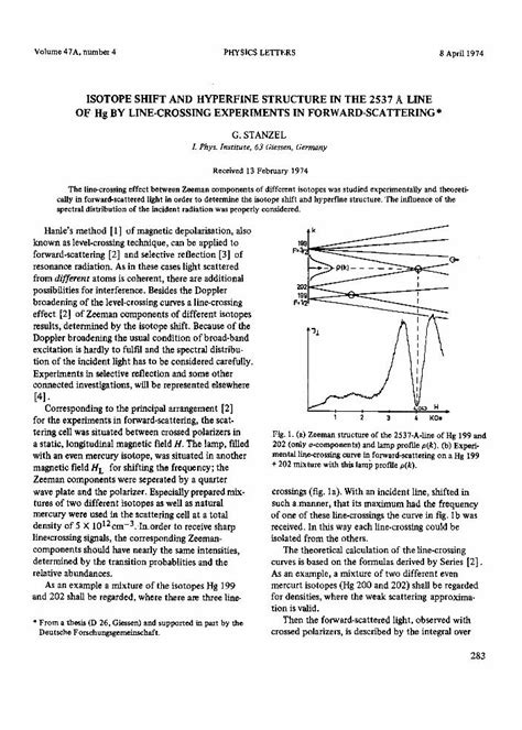 Pdf Isotope Shift And Hyperfine Structure In The 2537 Å Line Of Hg By
