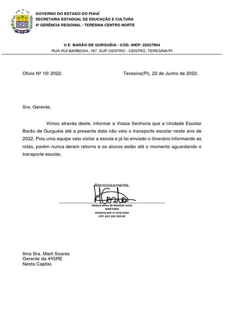 Modelo De Oficio Informativomodelo De Oficio Para Prefeitura
