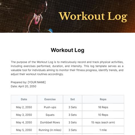 Workout Log Template Edit Online Download Example Template Net