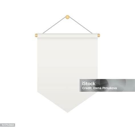 빈 흰색 번팅 페넌트 현실적인 페넌트 또는 깃발을 로프로 매달아 놓습니다 번팅 중세 국기 모형 빈 현실적인 템플릿 흰색 배경에 고립된 벡터 일러스트 레이 션 공란에 대한