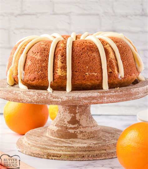 Orange Bundt Cake With Cream Cheese Frosting Butter With A Side Of Bread