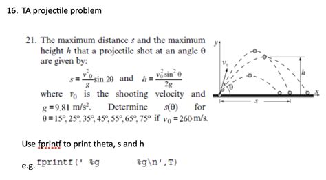 Solved TA Projectile Problem Y The Maximum Distance Chegg
