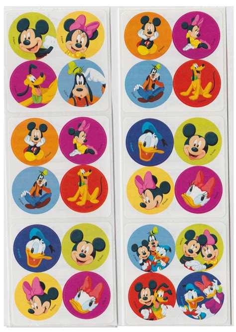 80 Licensed Mickey Disney Friends Mini Stickers 12 Round Each Etsy