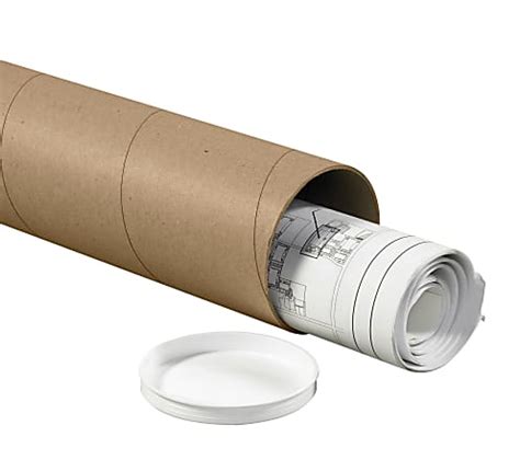 Partners Brand Kraft Mailing Tubes With Plastic Endcaps 4 X 12 Pack Of