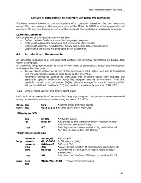 Introduction To Assembly Language