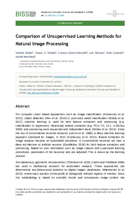 Pdf Comparison Of Unsupervised Learning Methods For Natural Image