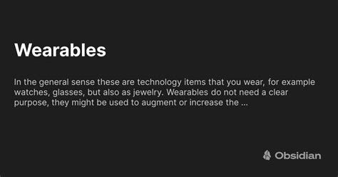 Wearables Obsidian Publish