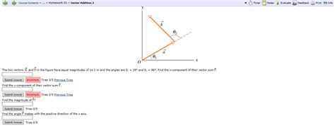 Solved The Two Vectors And In The Figure Have Equal Chegg Com