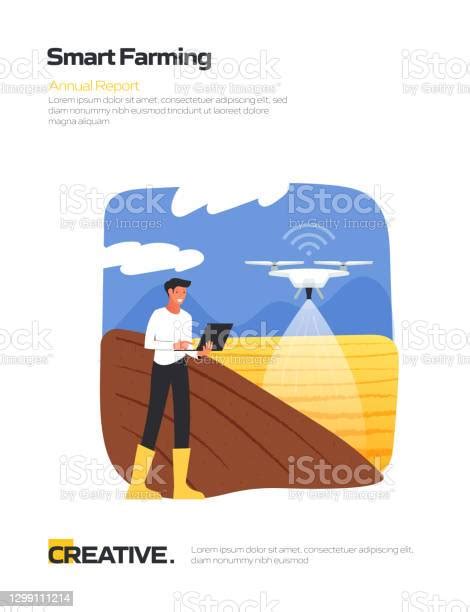 포스터 커버 및 배너를위한 스마트 농업 개념 플랫 디자인 현대 플랫 디자인 벡터 일러스트레이션 가금류에 대한 스톡 벡터 아트 및