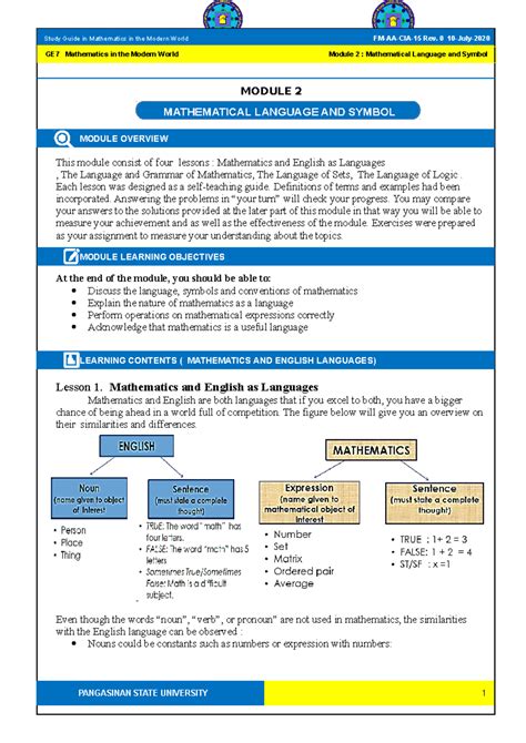Mmwmodule Chapter 2 Mathematical Language And Symbol Mathematics In