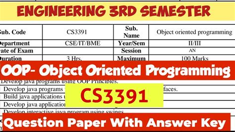 Cs3391object Oriented Programmingquestion Paperwithanswer Key2024
