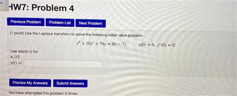 Solved Hw7 Problem 4 Previous Problem Problem List Next