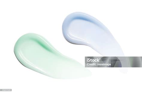 파란색과 녹색 크림 화장품 노화 방지 질감 스트로크는 흰색 배경에 고립되어 있습니다 히알루론산 스킨케어 모이스처라이저 제품 0명에 대한 스톡 사진 및 기타 이미지 Istock
