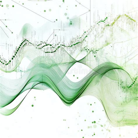 Abstract Green Data Visualization With Flowing Lines And Dots In A Digital Matrix Stock Image