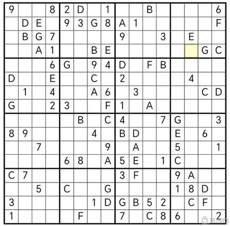 数独33：行从上往下数依次增大，列从左往右依次增大 填1 9及a到g，数独 537362 数独游戏 数学天地 33iq