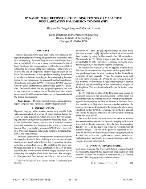 Pdf Dynamic Image Reconstruction Using Temporally Adaptive Regularization For Emission Tomography