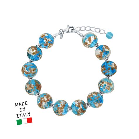 Серебряный браслет с муранским стеклом БРЕНДЫ ИТАЛИИ S43223 B9w 01 белое серебро 925 пробы