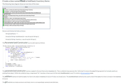 Solved Create A Class Named Kiosk To Hold Basic Inventory